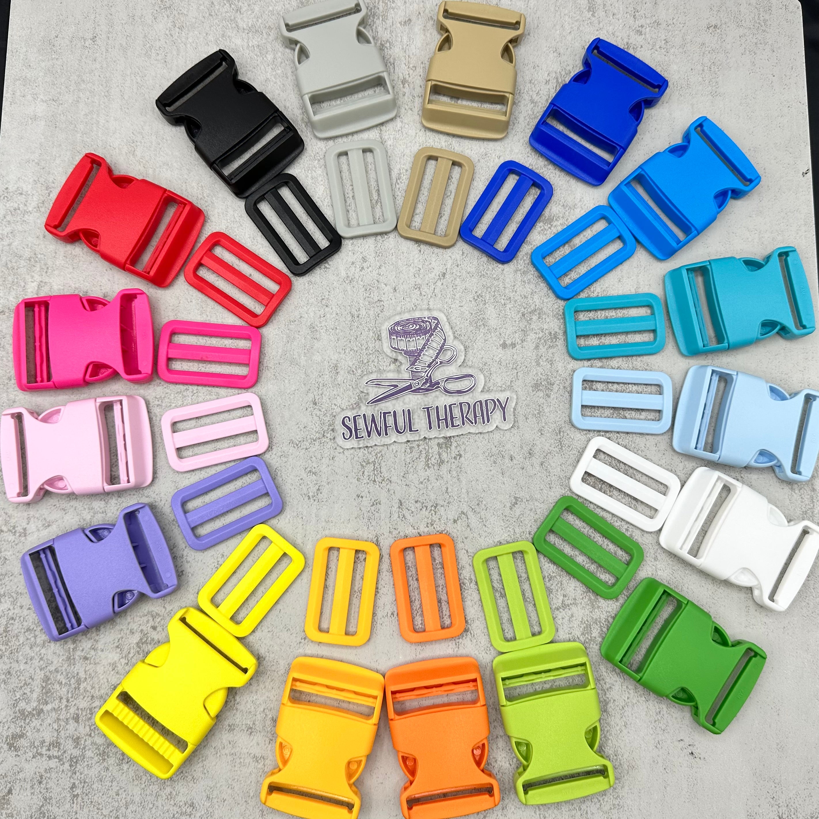 1.5" Plastic Buckle Set: Side Release Buckle + Adjuster – Sewful ...