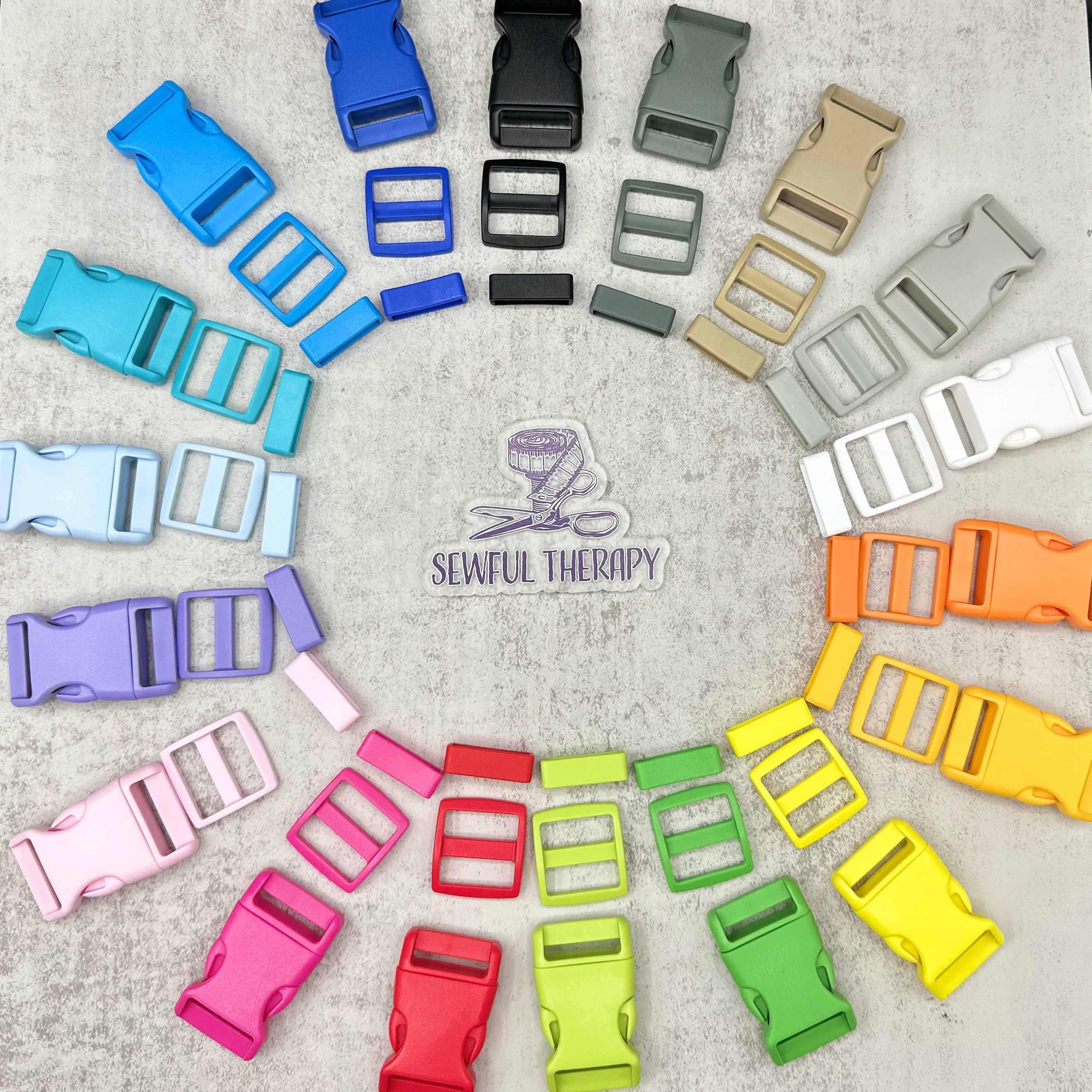 1" Plastic Buckle Set: Side Release Buckle + Adjuster + Loop – Sewful ...